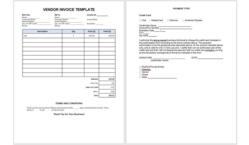 Editable Vendor Invoice Template, Vendor Invoice Template, Word ...