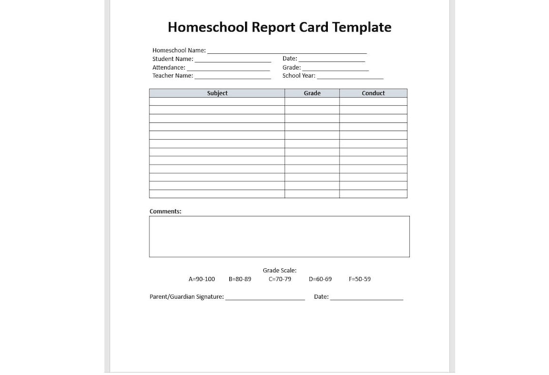 Editable Homeschool Template, Homeschool Report Card, Homeschool Report ...