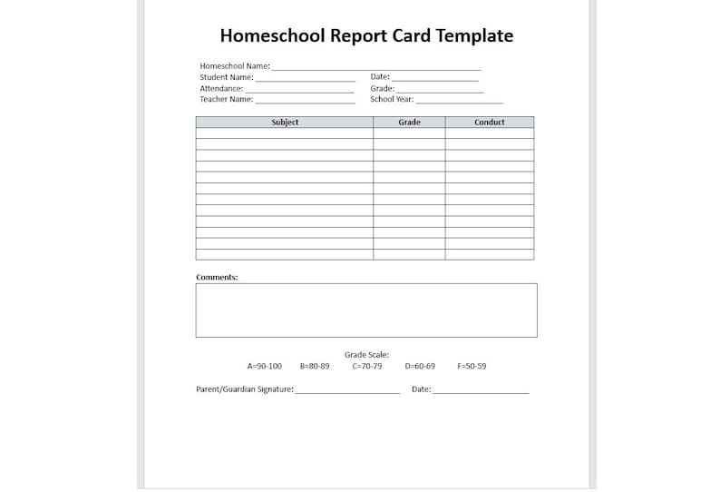 Editable Homeschool Template, Homeschool Report Card, Homeschool Report ...