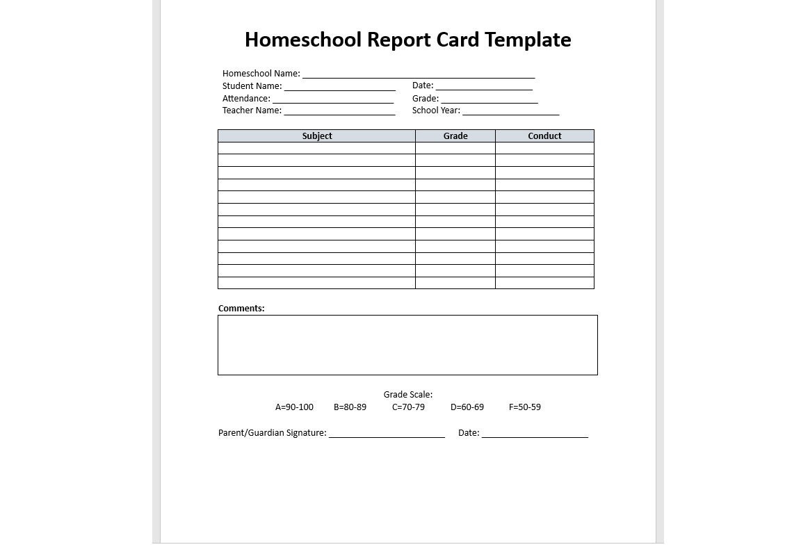 Editable Homeschool Template, Homeschool Report Card, Homeschool Report ...