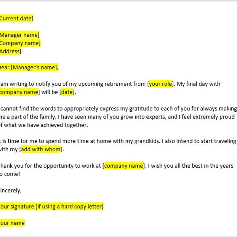 Simple Retirement Letter - Etsy