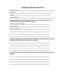 Employee Exit Interview Form Template, Employee Exit Interview Form ...
