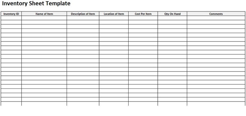 Editable Inventory Sheet, Inventory Sheet Template, Inventory ...
