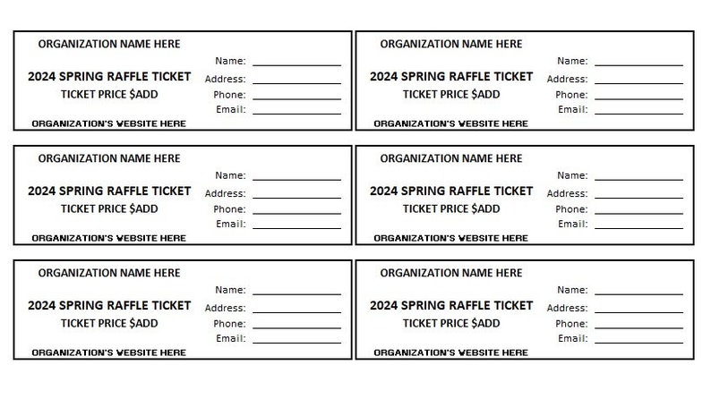 Editable Spring Raffle Ticket, Spring Raffle, Enter to Win Printable ...