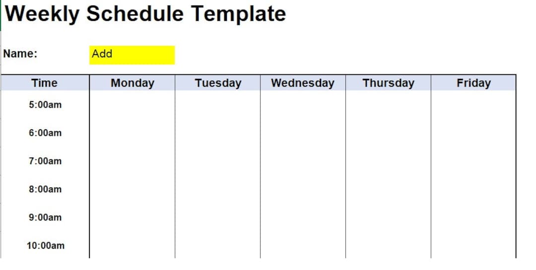Editable Weekly Schedule Template, Weekly Schedule Template, Editable ...