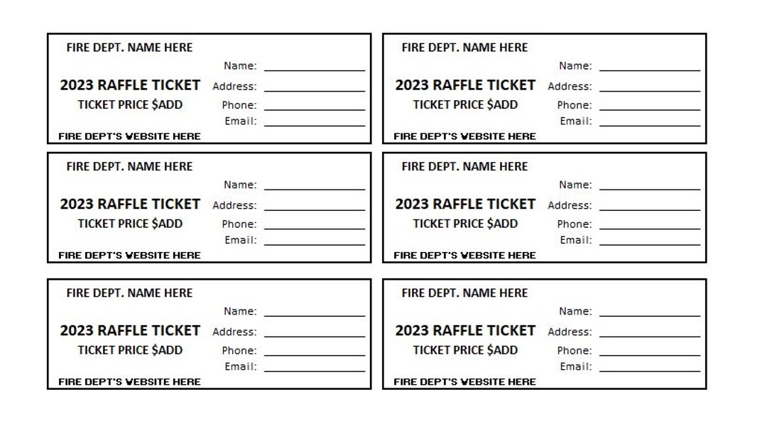 Fire Department Printable Raffle Ticket, Enter to Win Printable Ticket ...
