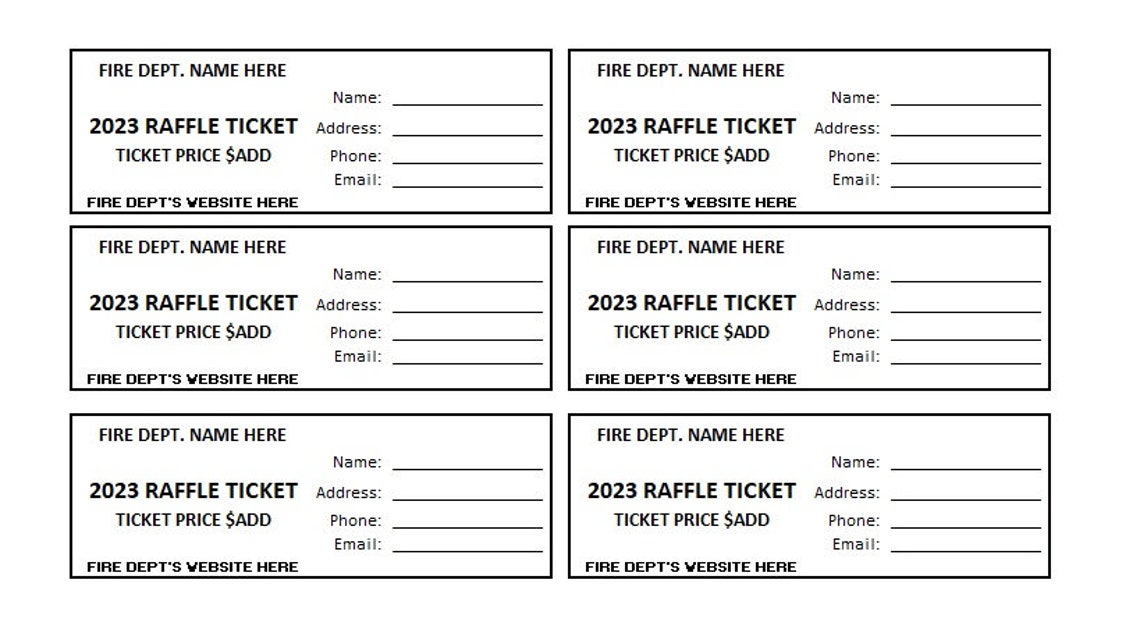 Fire Department Printable Raffle Ticket, Enter to Win Printable Ticket ...
