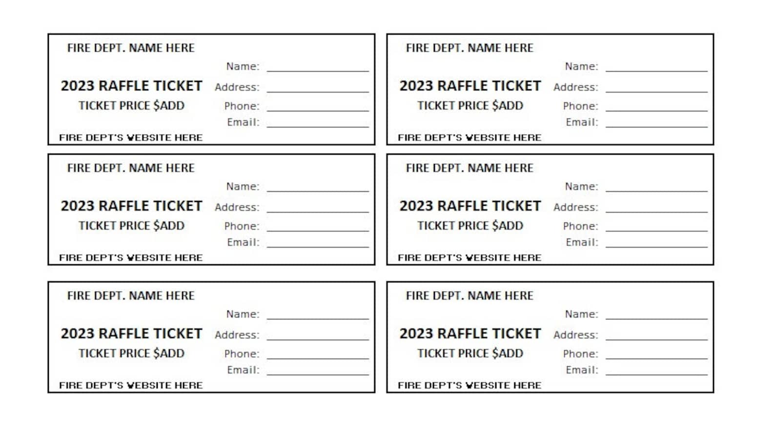 Fire Department Printable Raffle Ticket, Enter to Win Printable Ticket ...