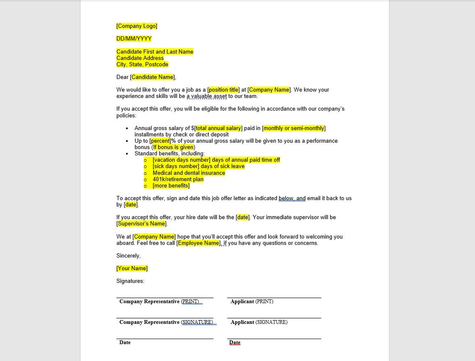 Informal Job Offer, Job Offer Letter, Job Offer Template Letter, Job ...