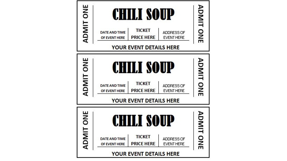 Editable Chili Soup Ticket, Chili Ticket Printables, Editable Chili ...