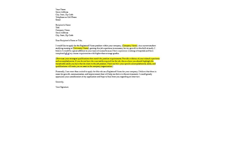 Registered Nurse Cover Letter, Cover Letter Template, Editable Cover ...