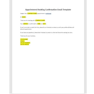 Appointment Confirmation Email Template - Etsy