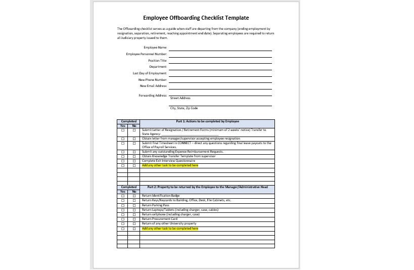 Editable Employee Offboarding Checklist Template, Employee Offboarding Checklist, Offboarding ...