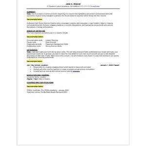 Editable Science Teacher Resume, Professional Resume Template Word ...