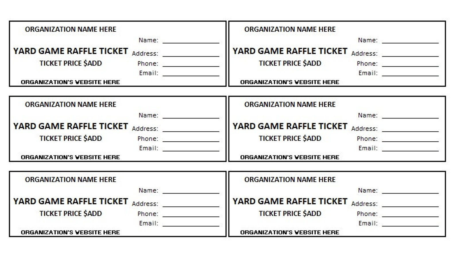 Editable Yard Game Raffle Ticket, Yard Game Raffle, Enter to Win ...