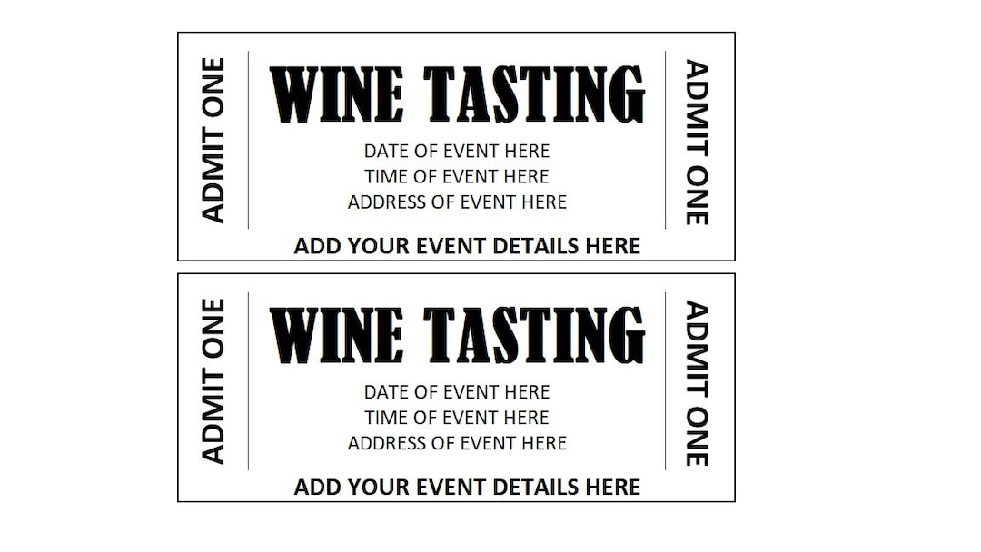 Wine Tasting Event Ticket, Wine Tasting Ticket Printables, Wine Tasting ...