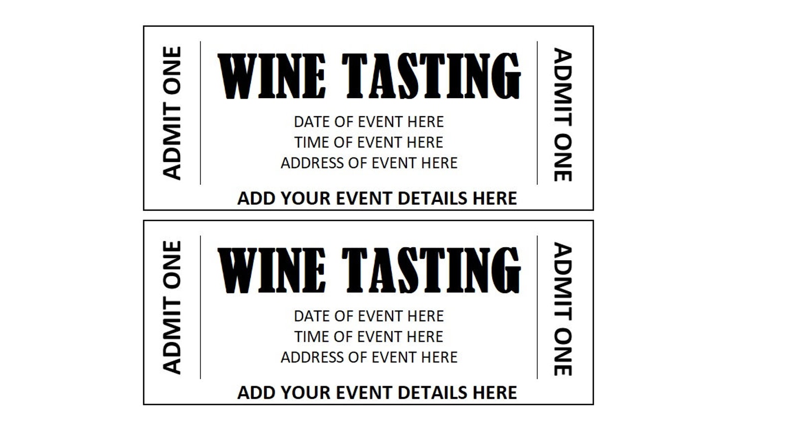 Wine Tasting Event Ticket, Wine Tasting Ticket Printables, Wine Tasting ...
