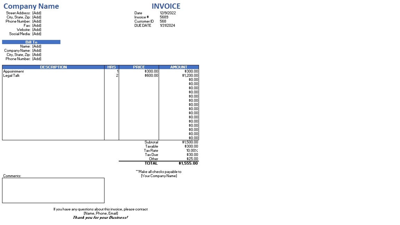 Attorney Invoice Template, Attorney General Invoice Template, Word ...