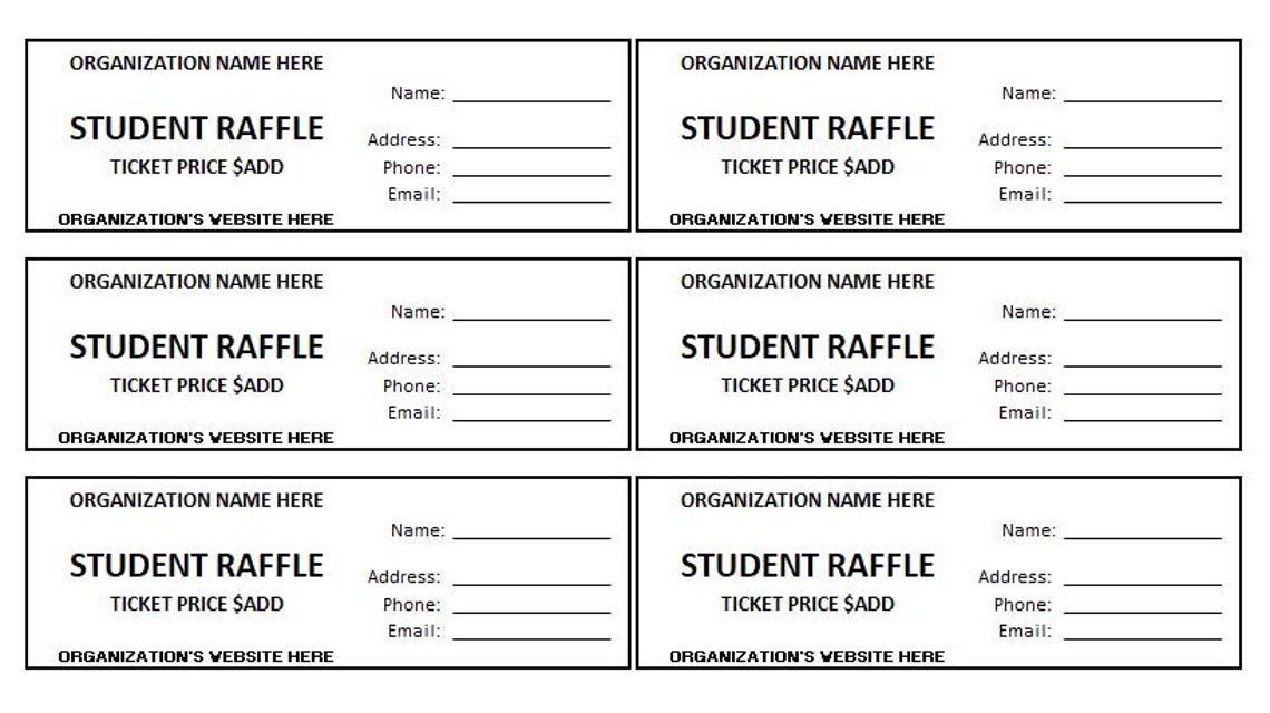 Editable Student Ticket, Student Raffle, Enter to Win Printable Ticket ...