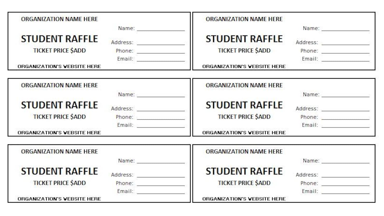 Editable Student Ticket, Student Raffle, Enter to Win Printable Ticket ...