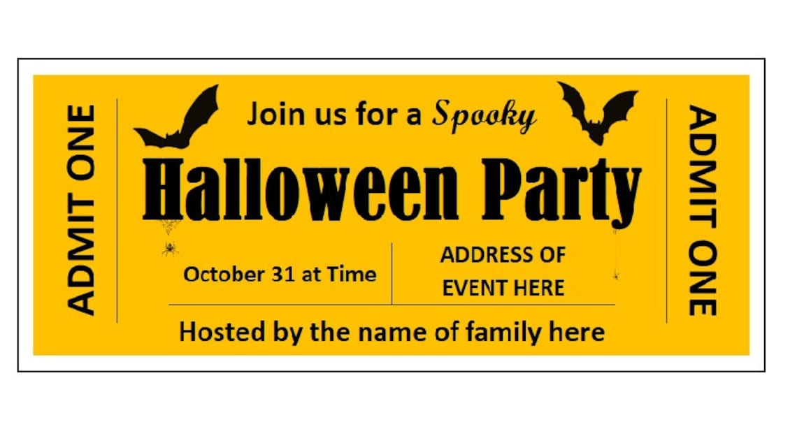 Editable Halloween Party Ticket Template Halloween Party - Etsy
