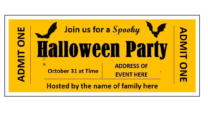 Editable Halloween Party Ticket Template, Halloween Party Ticket ...