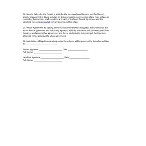 Room Rental Agreement Template, Room Rental Agreement Letter, Rental ...