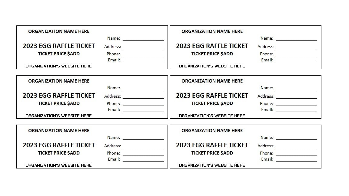 Editable Egg Raffle Ticket, Egg Raffle, Enter to Win Printable Ticket ...