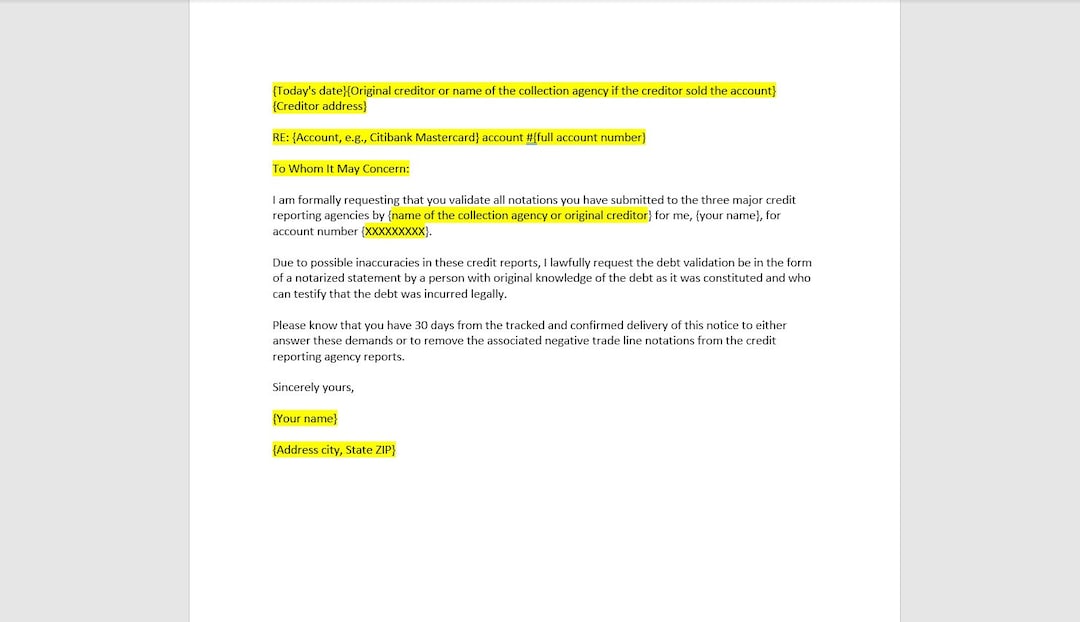 Debt Validation, Debt Validation Letter Template, Debt Validation ...