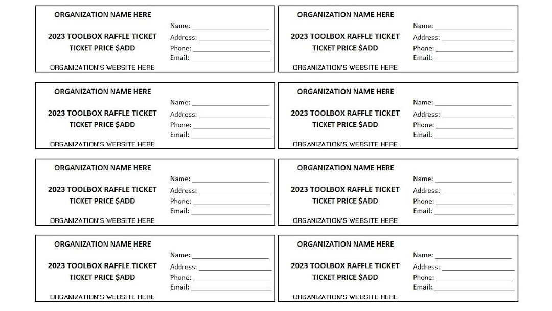 Editable Toolbox Ticket, Toolbox Ticket, Enter to Win Printable Ticket ...