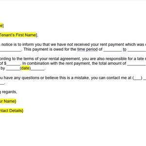 Rent Payment Reminder Letter - Etsy