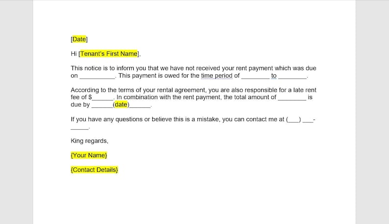 Rent Payment Reminder Letter Template, Payment Reminder Letter, Payment ...