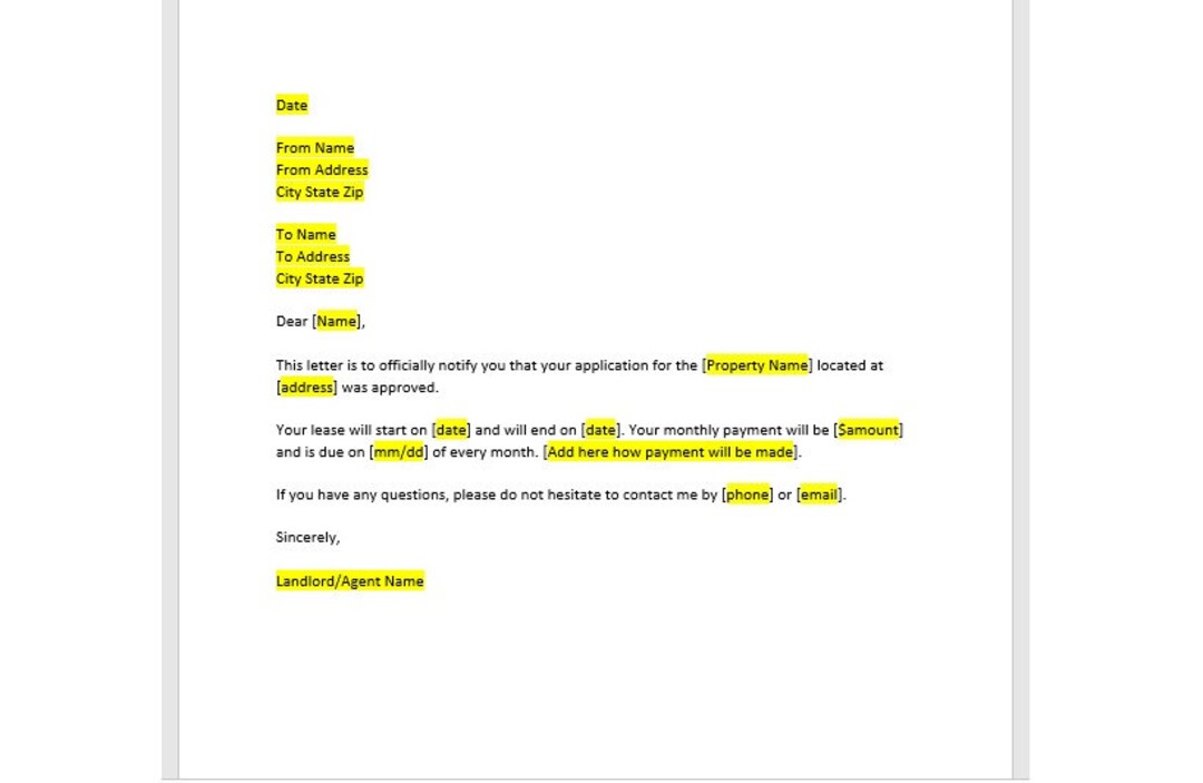 Tenant Approval Letter Template, Tenant Approval Letter, Approval ...