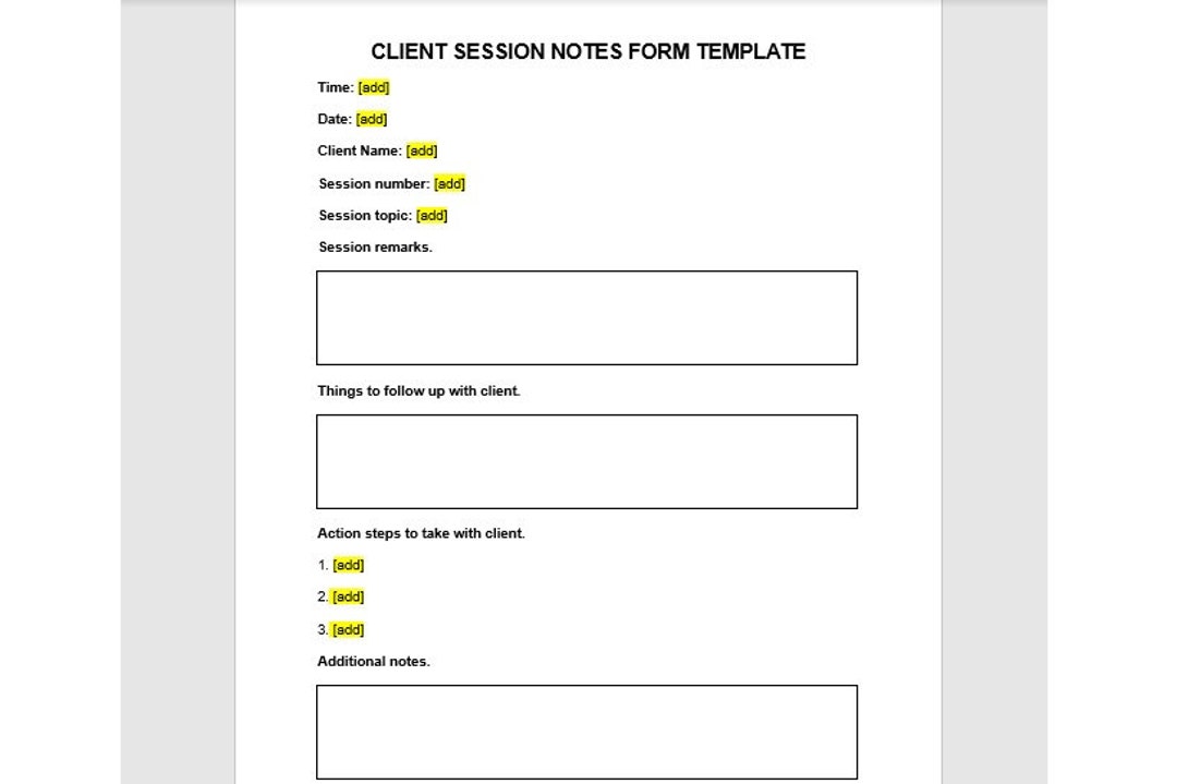 Editable Client Notes Form, Coaching Notes Form Template, Coaching ...
