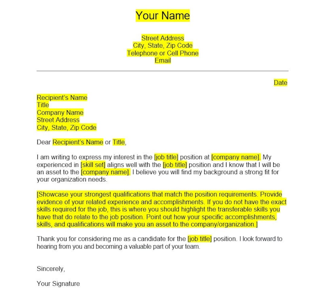 Simple Cover Letter, Cover Letter Template, Editable Cover Letter ...