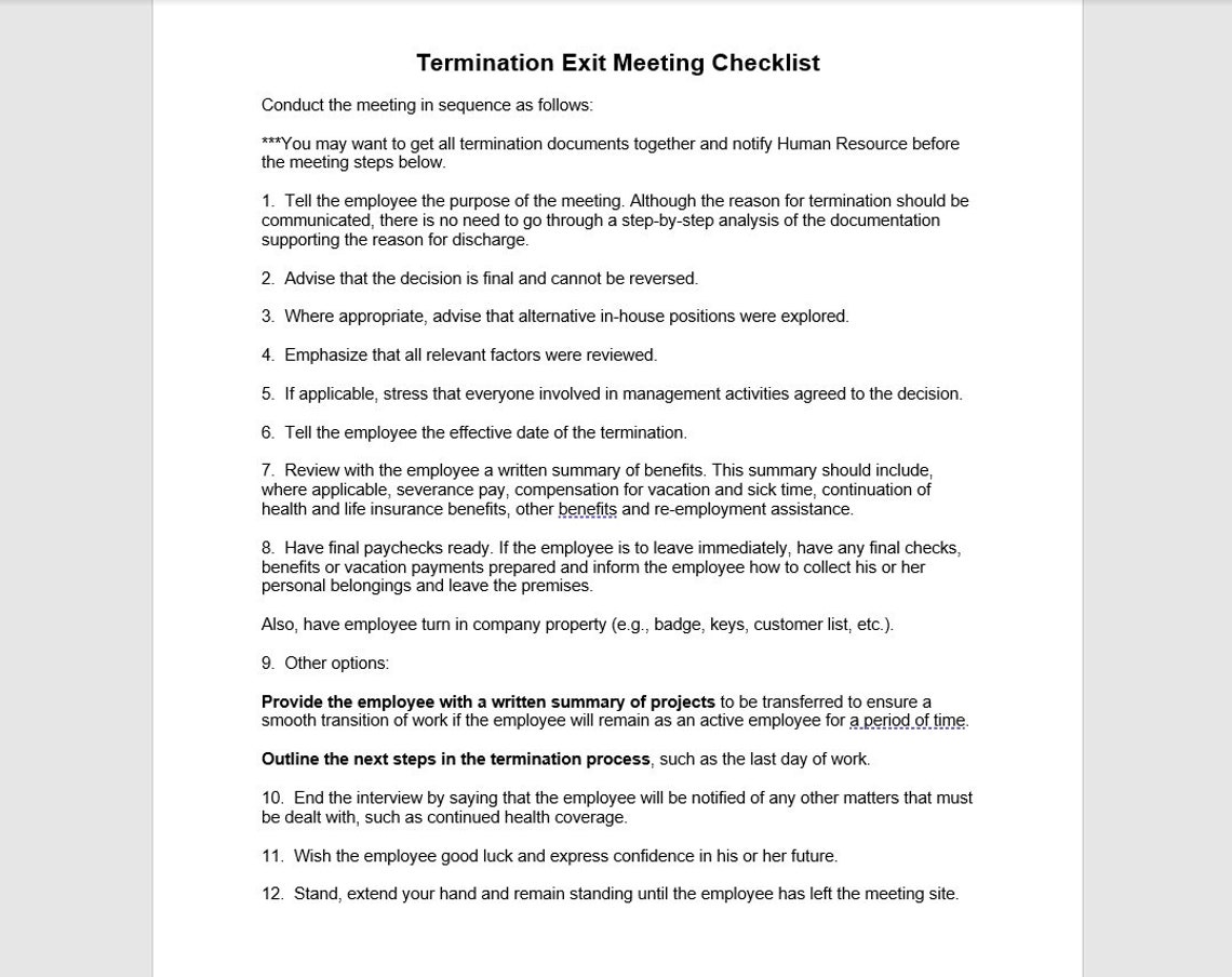 Employee Termination Checklist Template, Employee Termination Checklist ...