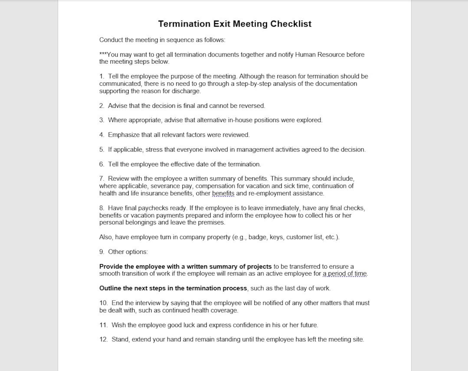 Employee Termination Checklist Template, Employee Termination Checklist ...