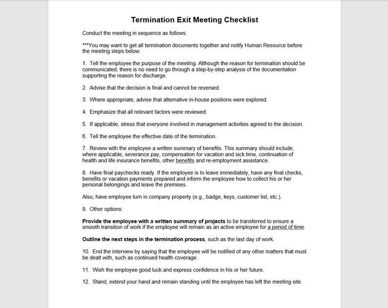 Employee Termination Checklist Template, Employee Termination Checklist ...
