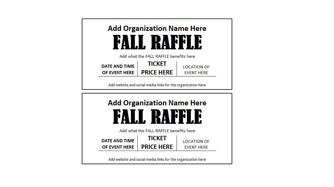 Fall Raffle Ticket, Fall Raffle Fundraiser Ticket, Fall Raffle Ticket ...