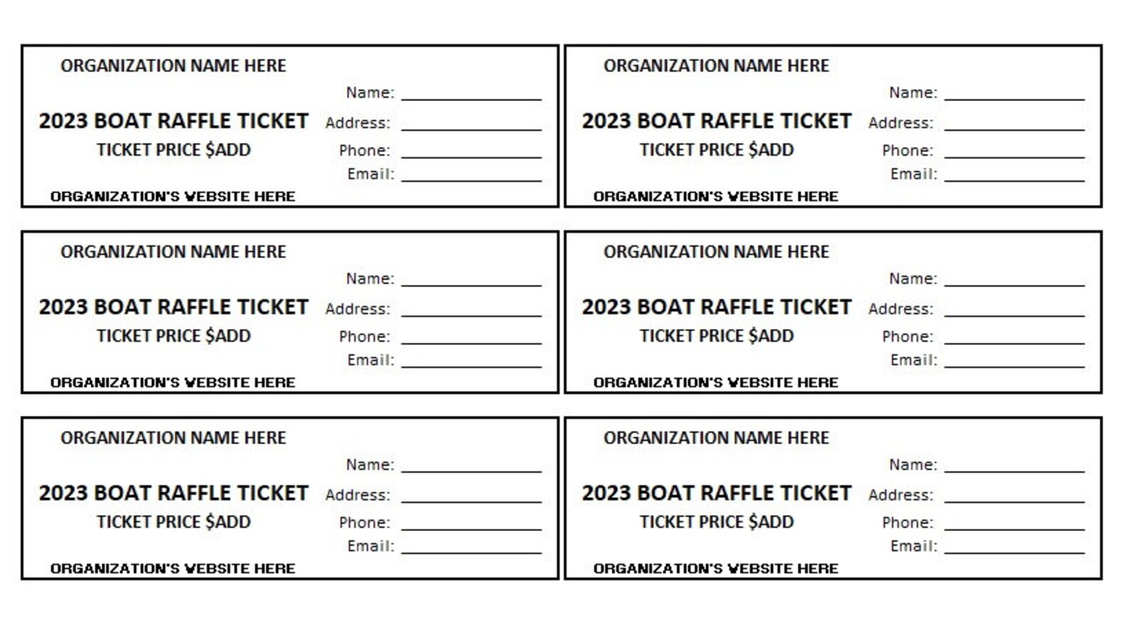 Editable Boat Raffle Ticket, Boat Raffle, Enter to Win Printable Ticket ...