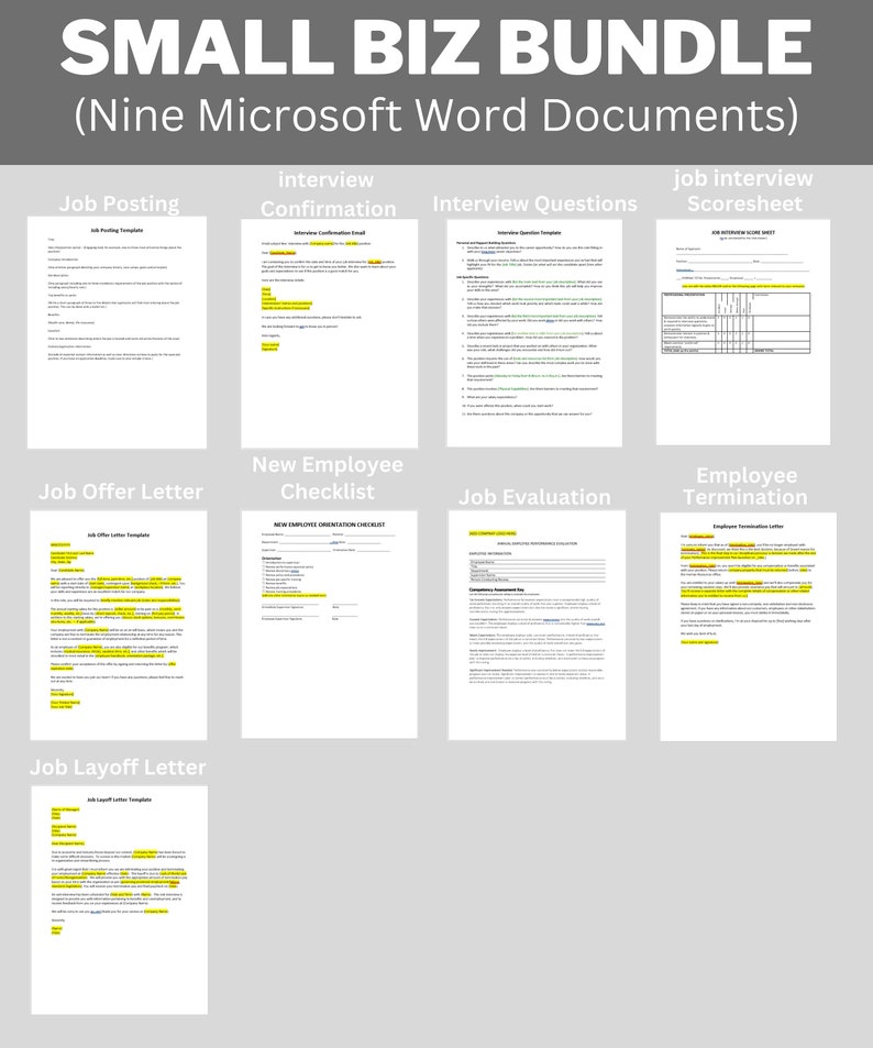 Set of 9 Business Template Bundle Small Biz Forms Bundle - Etsy