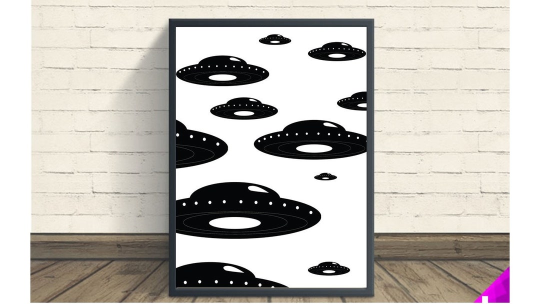 Silhouette UFO Art Printable, UFO Print Art, Ufo Invasion, Ufo Print ...