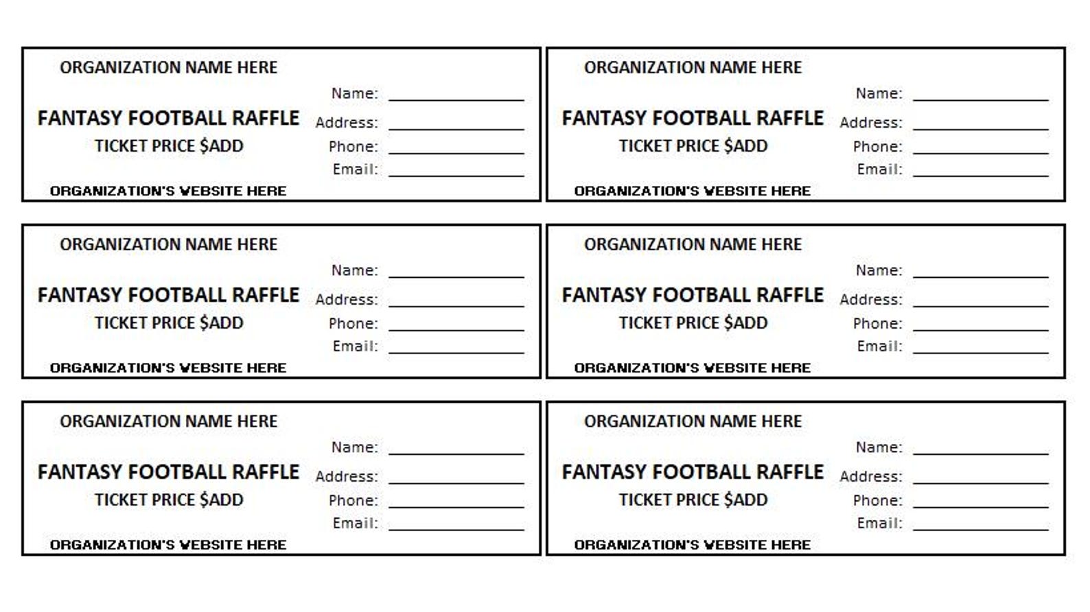 Editable Fantasy Football Raffle Ticket, Fantasy Football Raffle, Enter ...