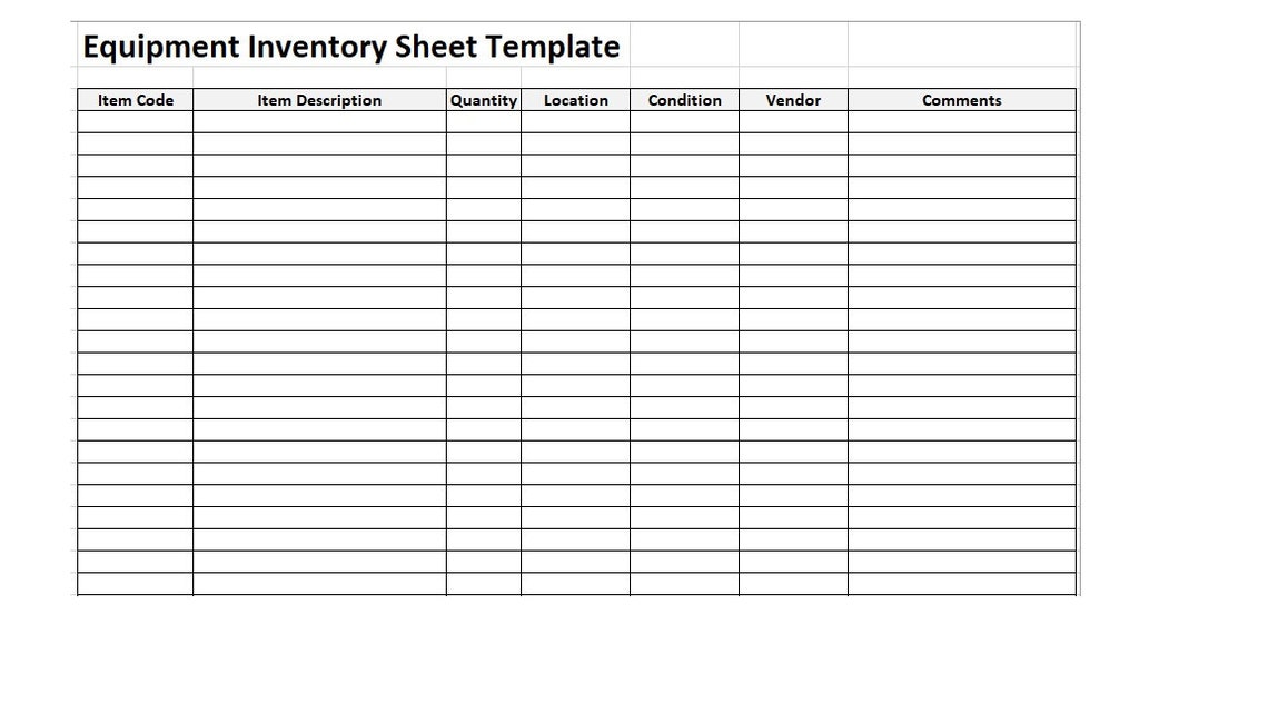 Editable Equipment Inventory Sheet, Inventory Sheet Template, Inventory ...