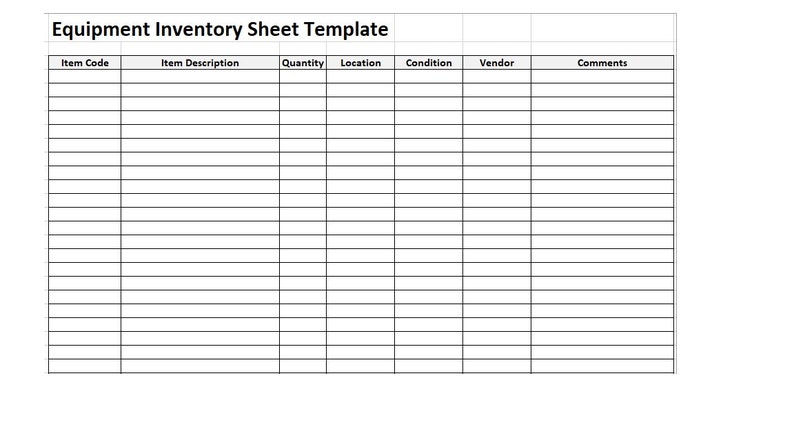 Editable Equipment Inventory Sheet, Inventory Sheet Template, Inventory ...