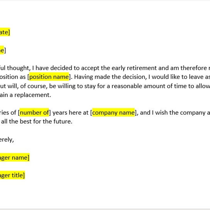 Simple Retirement Letter - Etsy