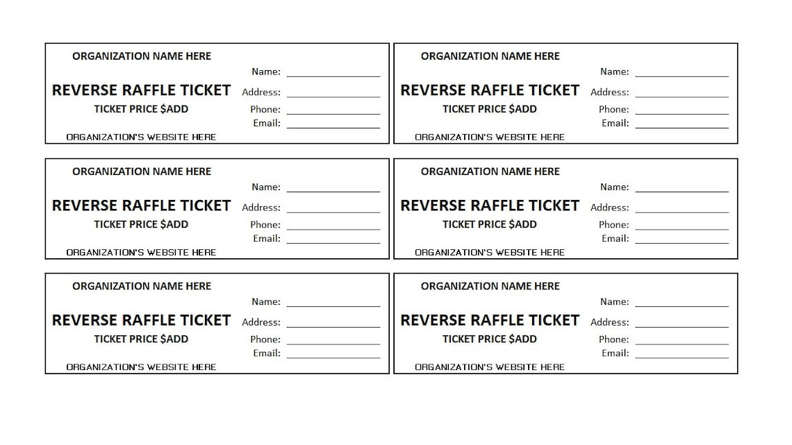 Editable Reverse Raffle Ticket, Reverse Raffle, Enter to Win Printable ...