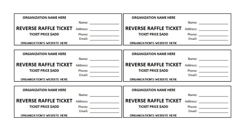 Editable Reverse Raffle Ticket, Reverse Raffle, Enter to Win Printable ...