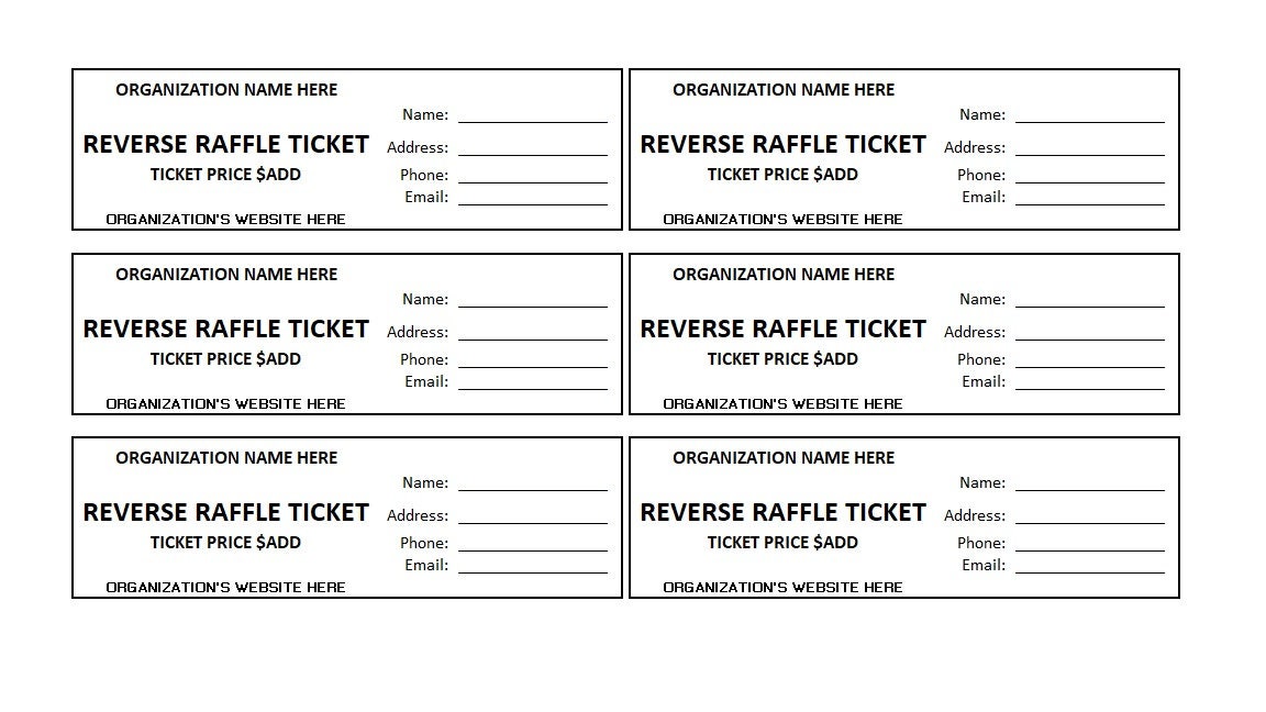 Editable Reverse Raffle Ticket, Reverse Raffle, Enter to Win Printable ...