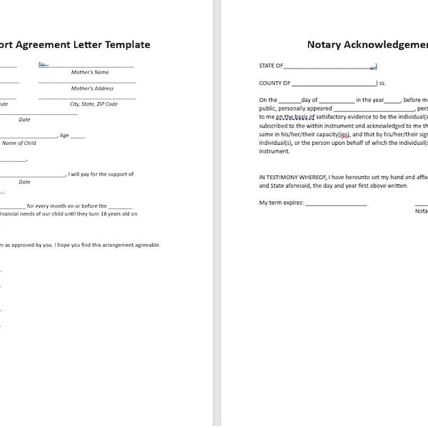 Child Support Agreement - Etsy